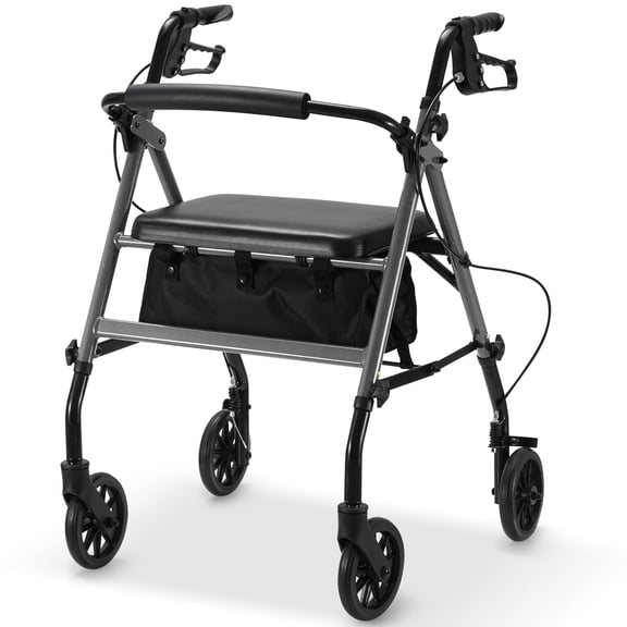 Medline Aluminum Rollator Walker, Folding Rolling Walker, 6" Wheels ...