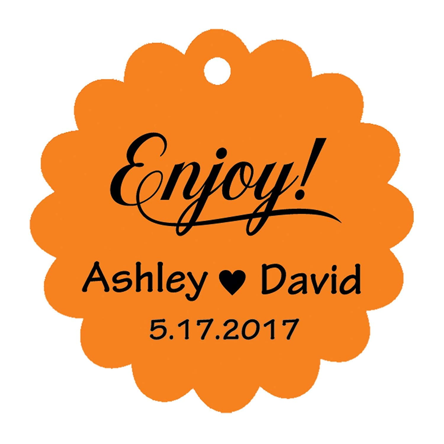100 PCS Enjoy! Customized Scallop Edges Hang Tags Personalized Wedding ...