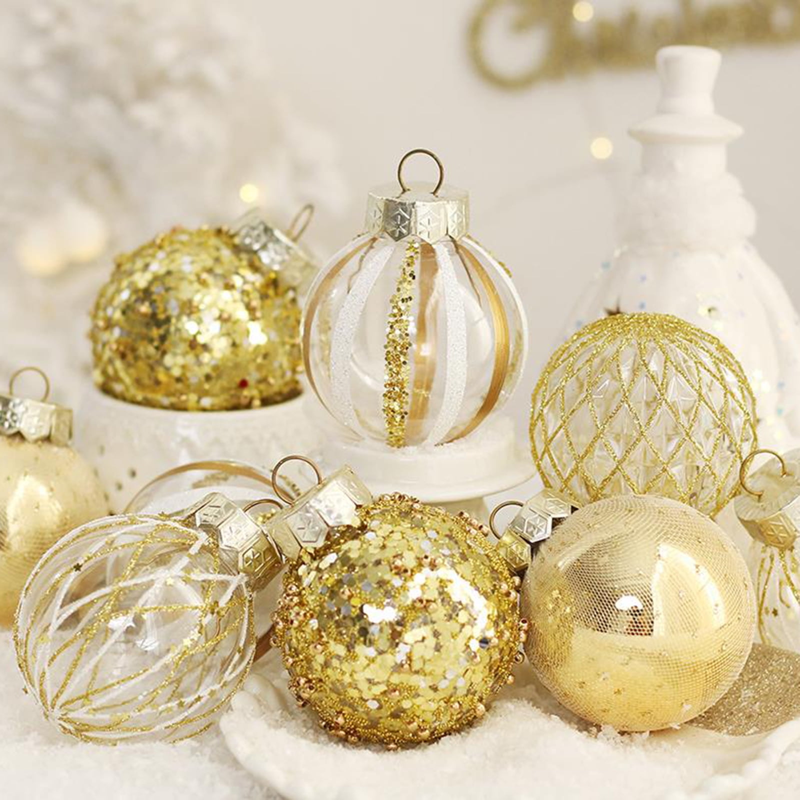 KOMOO 25Pcs Christmas Tree Balls with Hanging Loop Luxurious Christmas ...