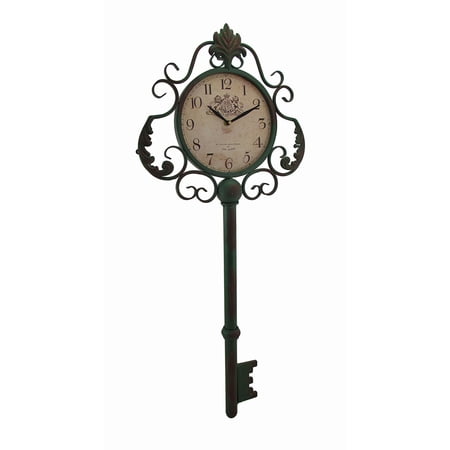 Green Antique Key Shaped Vintage Finish Metal Wall Clock | Walmart Canada