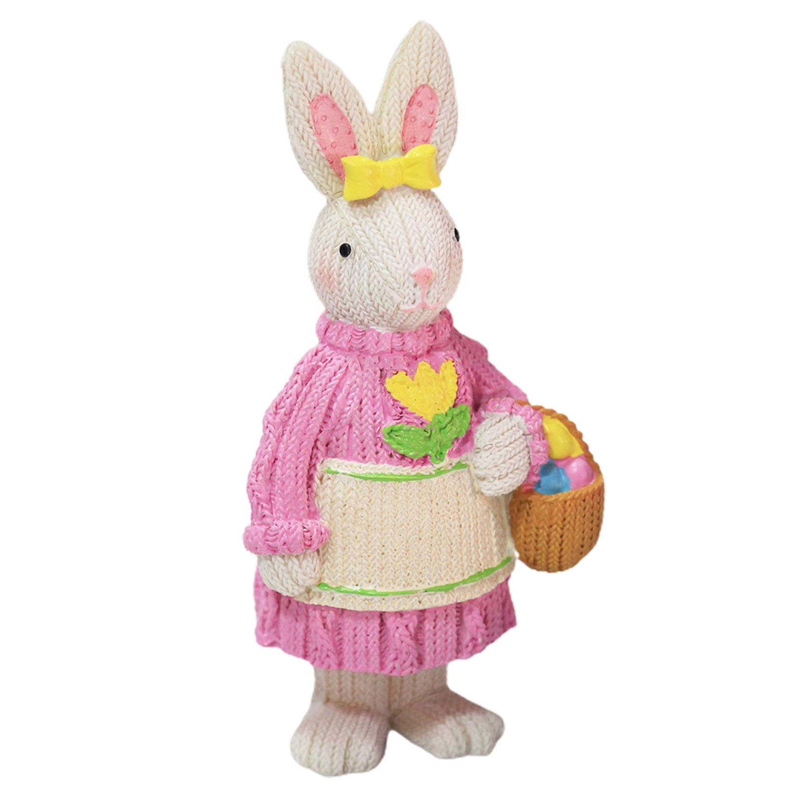 FaLX Easter Rabbit Statue Knitted Texture Handmade Resin Cute Cartoon ...