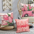 Brythos Set of 4 18x18 Inch Spring Pillow Covers – Pink Flower & Car ...