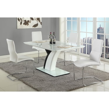 Contemporary Glass-Insert Dining Table, Black - Walmart.com