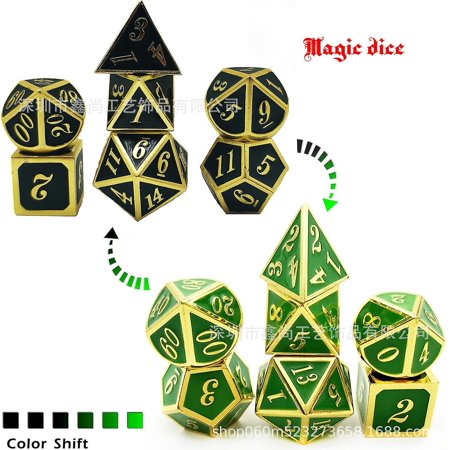 Yh-color Shift Edge Metal Dice Set Role Playing Dragons Magic Dice Bar ...