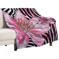 Chilfamy Pink Flower Zebra Print Soft Flannel Throw Blanket ...