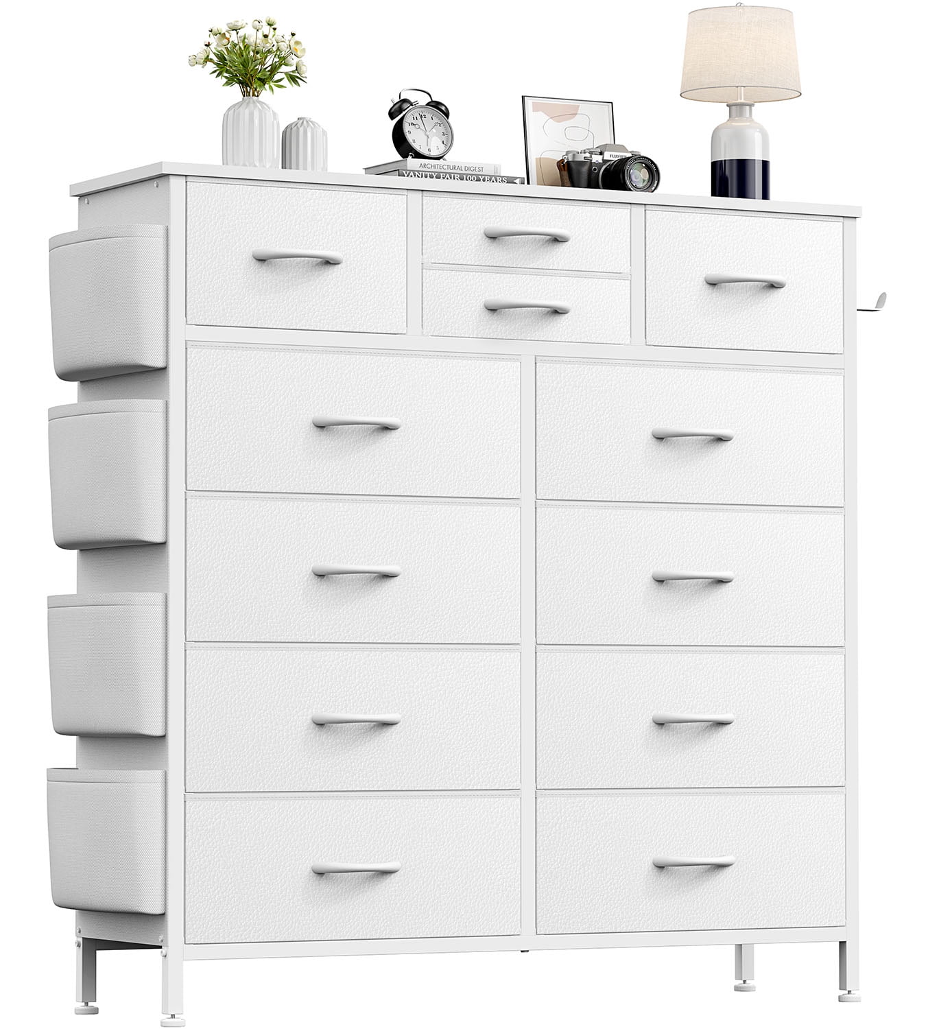 Aowos 12 Fabric Drawer Dresser for Bedroom Chest of Drawers with Wooden ...