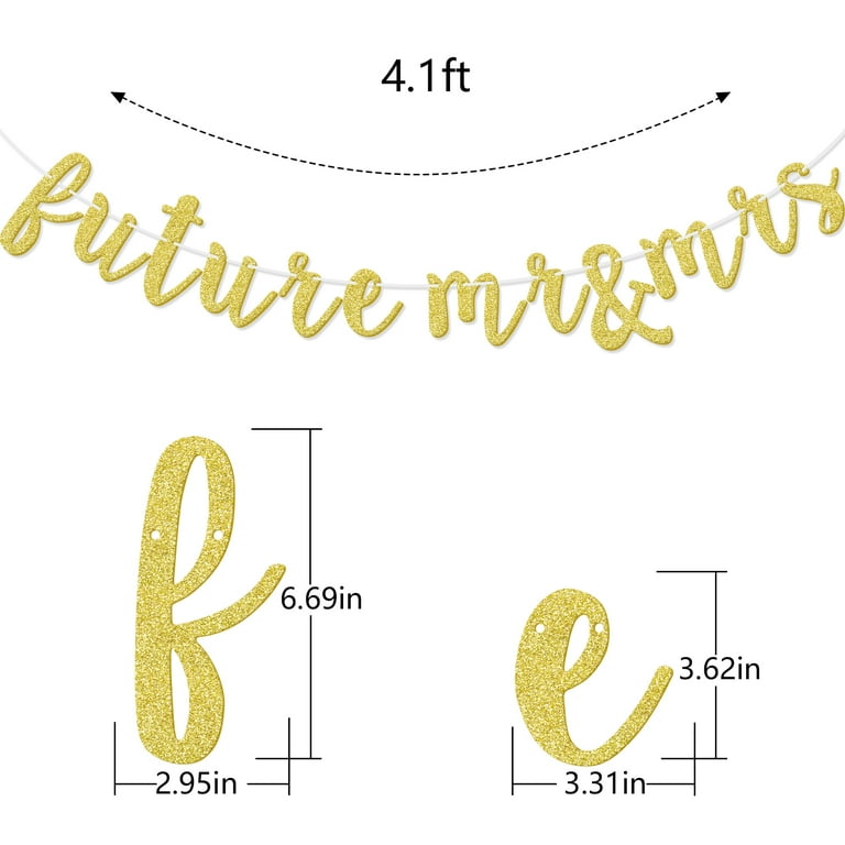 Pre-strung Glitter Banner Future Mr & Mrs Banner ??? Gold Glitter, Pre ...
