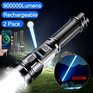 90000 Lumens Tactical Flashlight, USB Rechargeable, Waterproof, LED, 5 ...