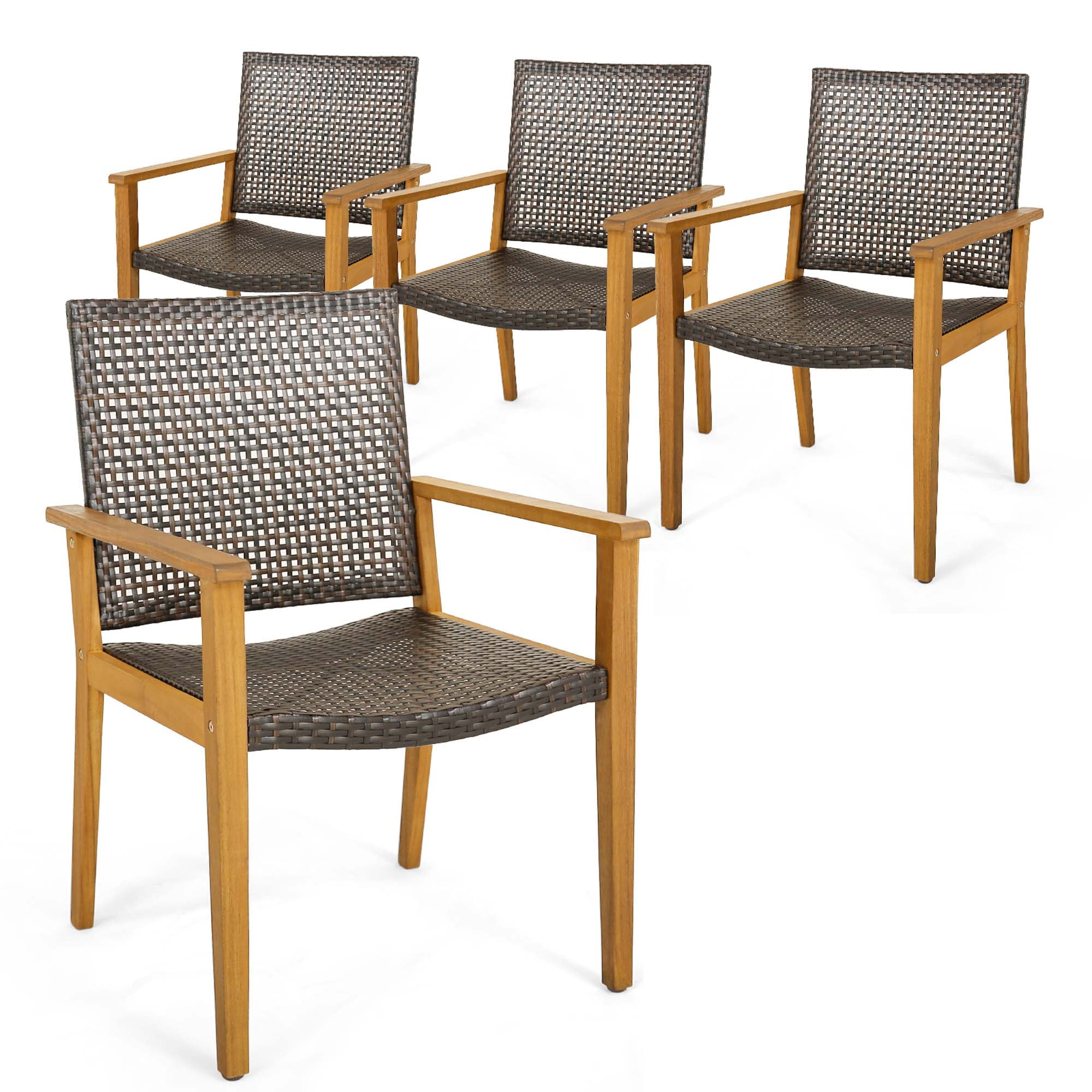 Click here for Costway Set Of 4 Patio Dining Chairs Outdoor Acaci... prices