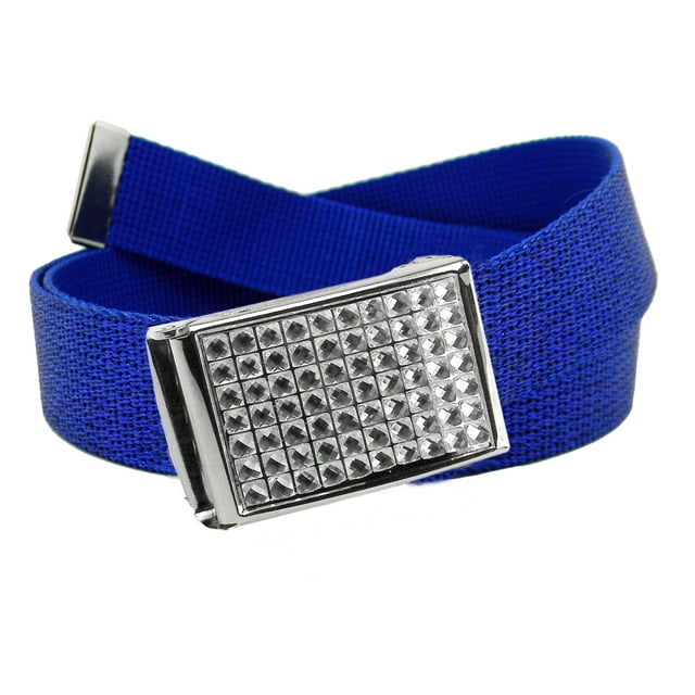girls sparkly crystal flip top belt buckle belt buckle with canvas web ...