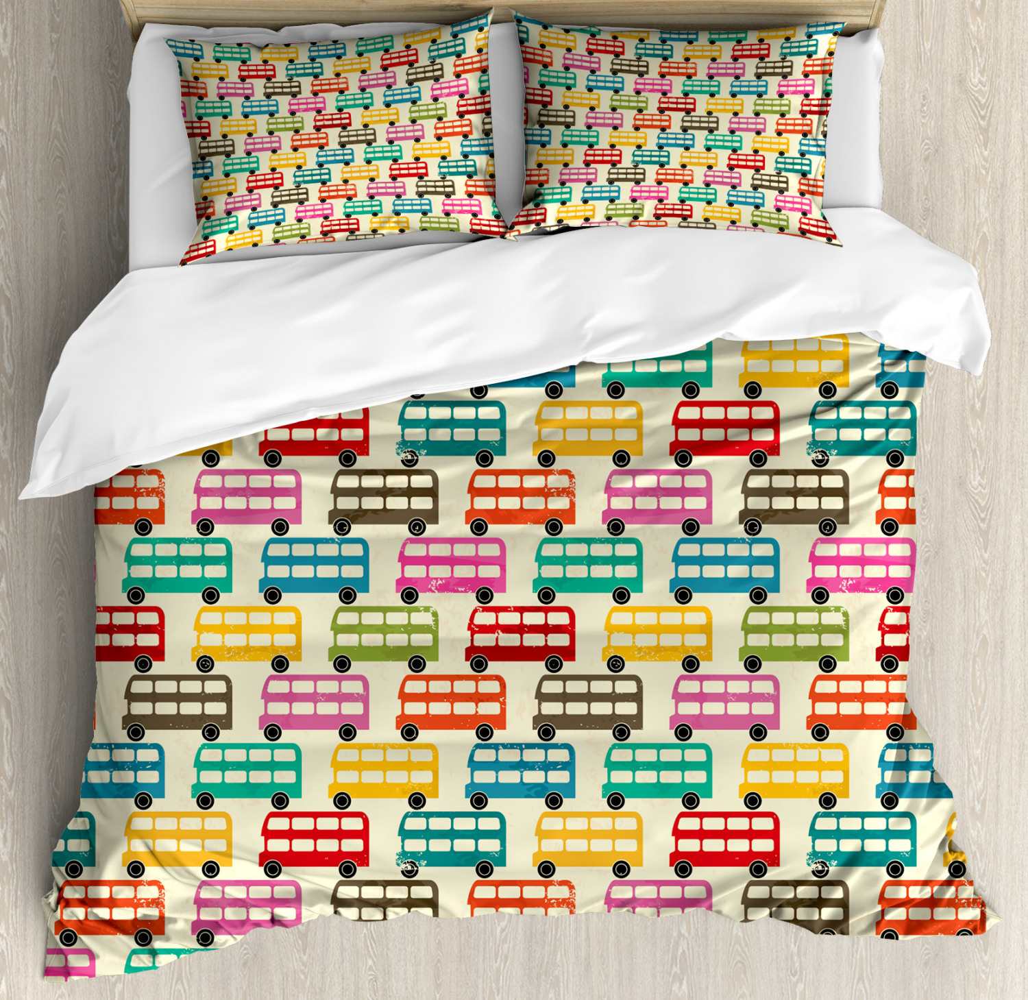 Colorful Queen Size Duvet Cover Set, London's Famous Double Decker Bus ...