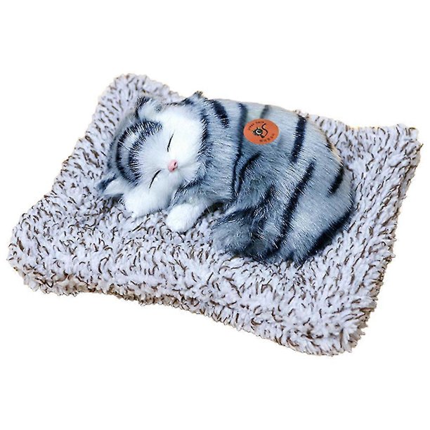 Simulation Faux Fur Sleeping For Cat On Pad Plush Toy With Activated ...