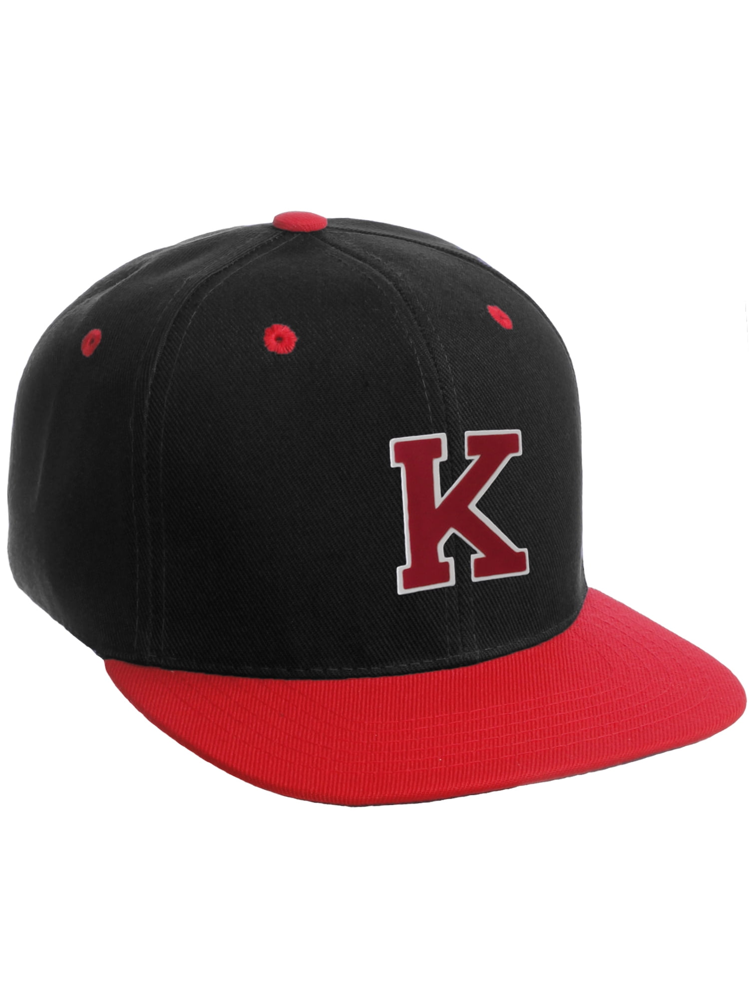 Classic Snapback Hat Custom A to Z Initial Letters, Black Red Cap White ...