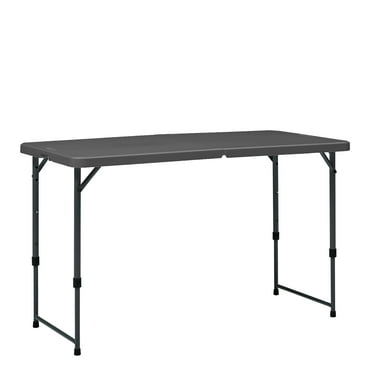 Mainstays Black 4 Foot Adjustable Height Folding Plastic Table, Easy ...