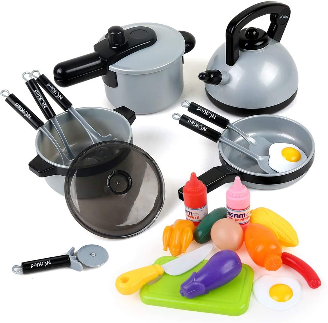 22 Pcs Kids Kitchen Toys, Pretend Cooking Toy with Play Food for ...