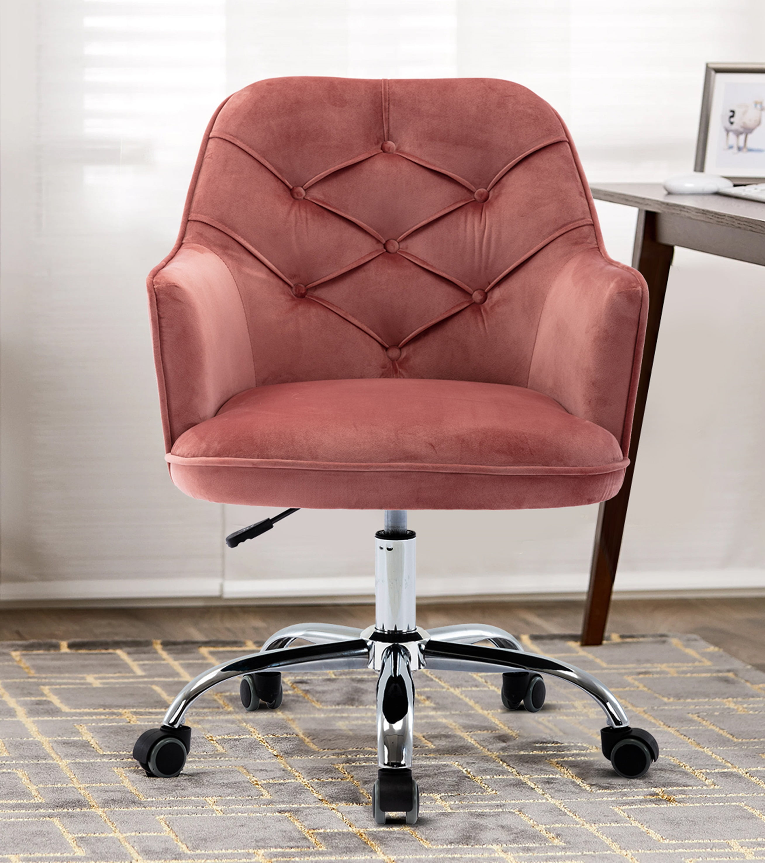 Velvet Fabric Modern Leisure Arm Chair, Elegant Modern Swivel Desk ...