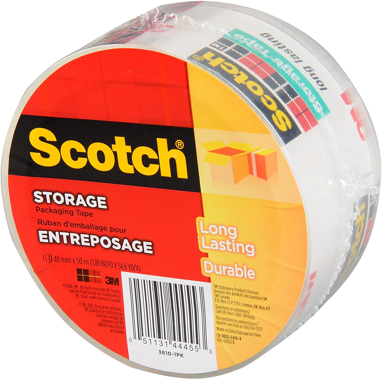 Scotch Storage Packaging Tape, 48mm x 50m, 1 Roll, (3610-1PK) | Walmart ...
