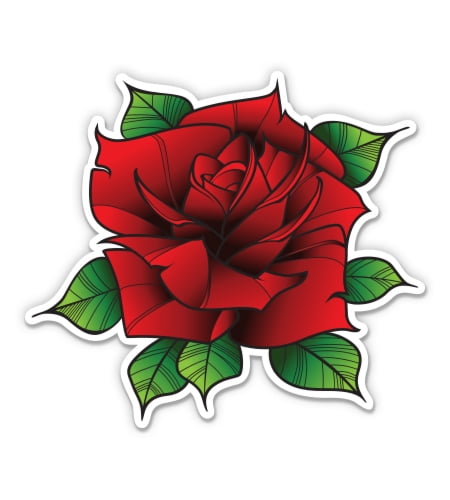 Tattoo Rose Classic Red - 3" Vinyl Sticker - For Car Laptop I-Pad Phone ...