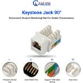 10 Pack Cat6 Keystone Jack Rj45 90 Degree Network Connector Utp 110 Punch Down White