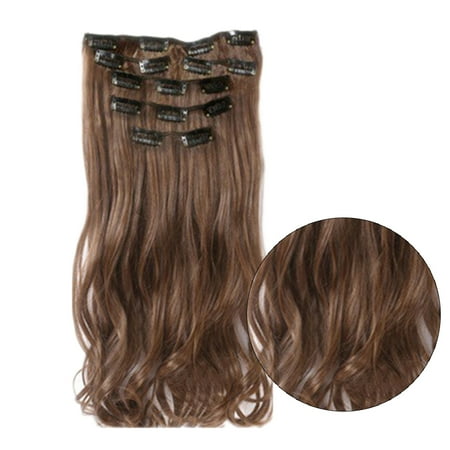 Workhe 16pcs 60cm Hair Extending Natural Like clip in hair wig ...