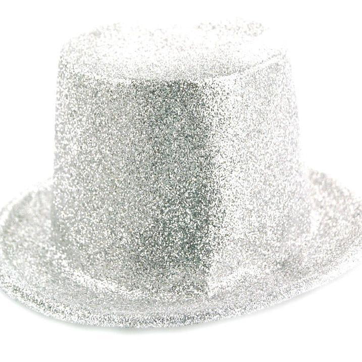 Party Top Hat with Glitter, 10-inch, Silver - Walmart.com