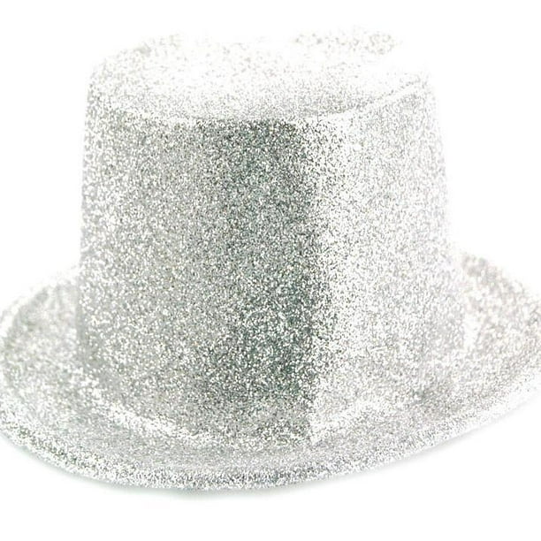 Party Top Hat with Glitter, 10-inch, Silver - Walmart.com