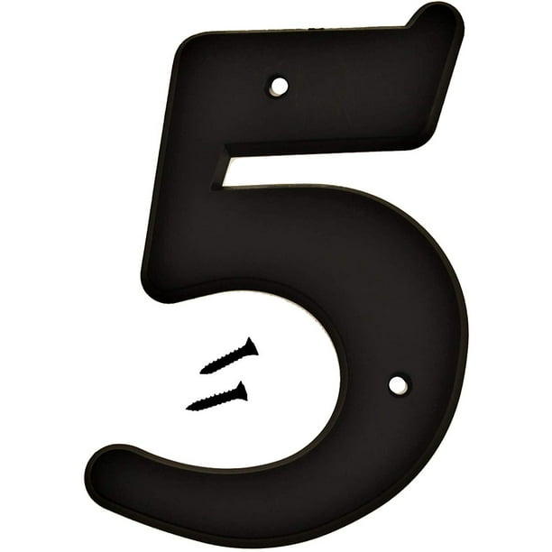 Hy-Ko Products 30205 Plastic House Number 5 FIVE 6" High, Black, 1 ...