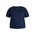 Terra & Sky Women's Plus Size Sweatshirt with Short Puff Sleeves, Size ...