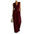 Womens Dressy V Neck Sleeveless Jumpsuit High Waisted Wide Leg ...