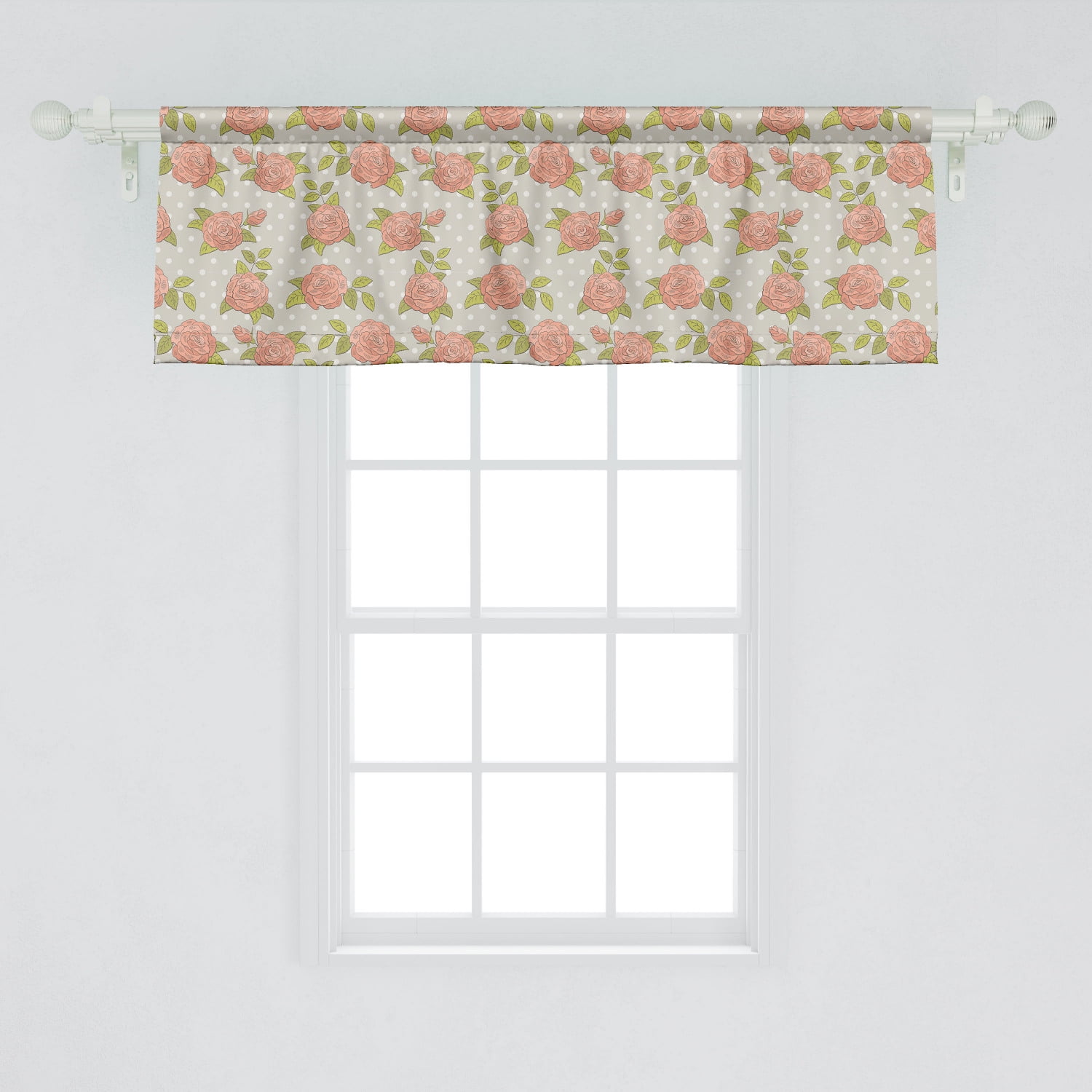 Ambesonne Vintage Rose Window Valance, Colored Flower Sketch Print on ...
