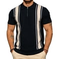 Dolkfu Quarter Zip Dress Shirts for Men Collared Black Short Sleeve ...