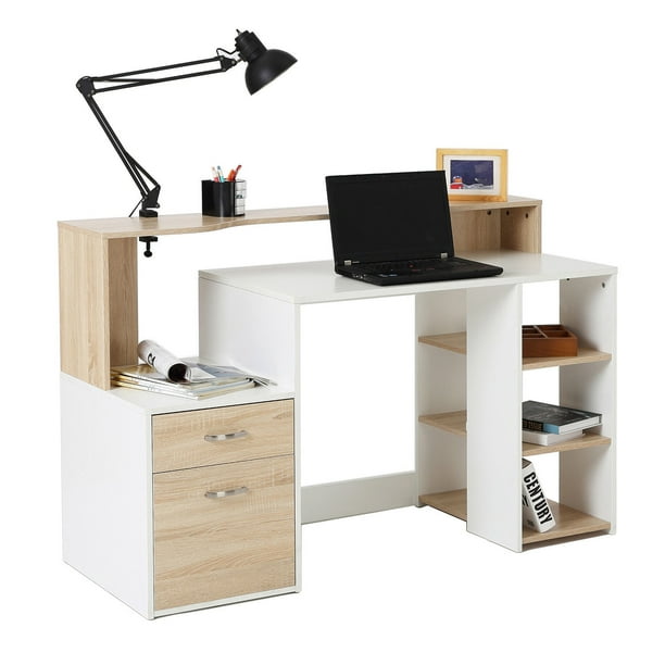 HomCom 55" Multi-Level Modern Design Home Office Desk With Shelves And ...