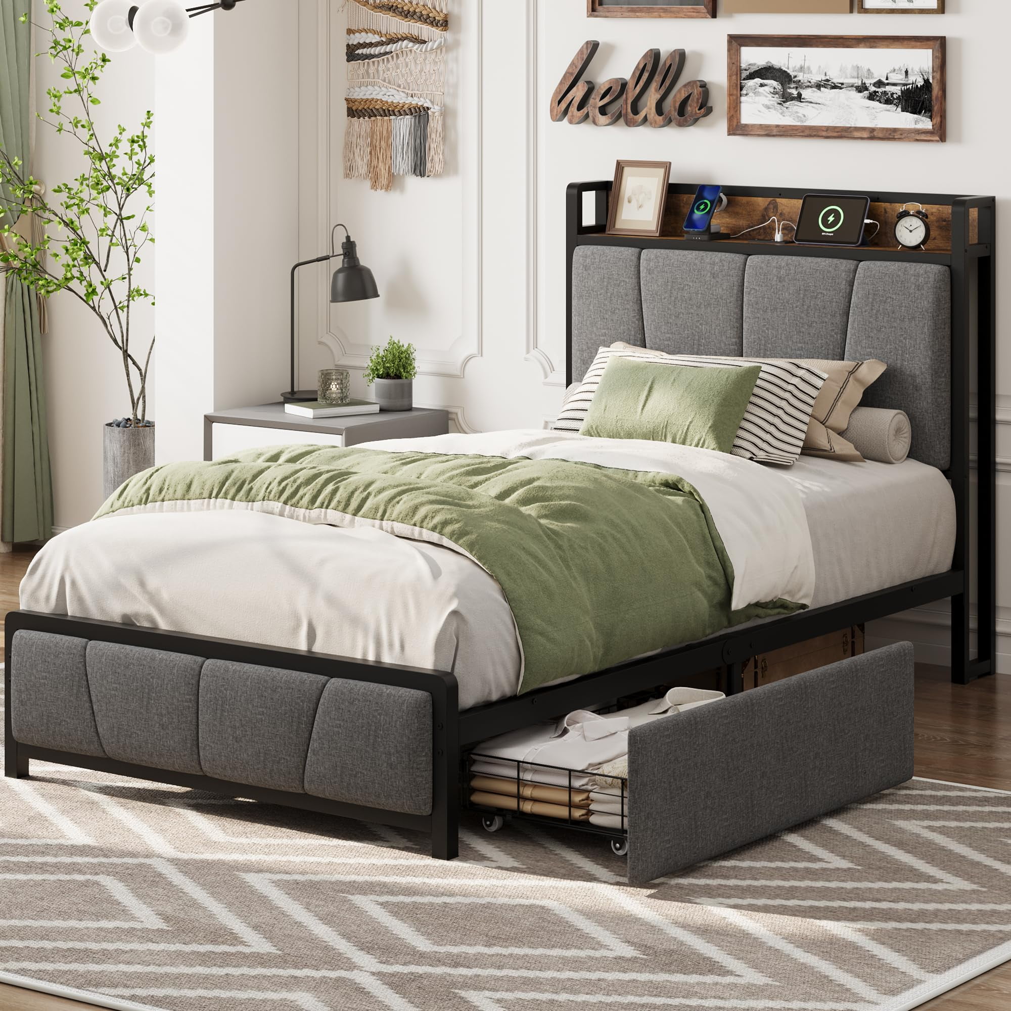 Click here for Leadingstar Twin-Xl Size Bed Frame With 2 Storage... prices