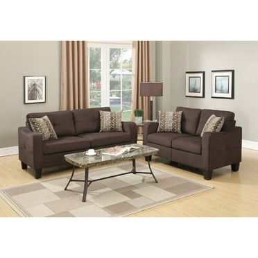 Caramel And Chocolate Microfiber / PU Cushion Sofa And Loveseat Classic ...