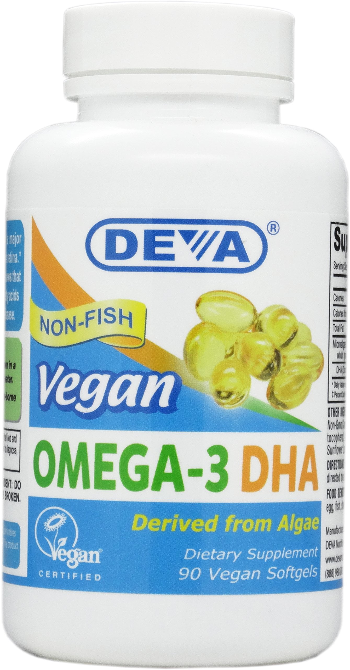 Suplemento DEVA Vegan Omega-3 DHA Cápsulas Blandas 200 MG 90 Cápsulas ...