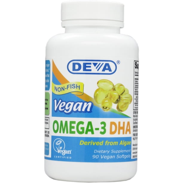 DEVA Deva Vegan Omega-3 DHA Suplemento - Cápsulas blandas una vez al ...