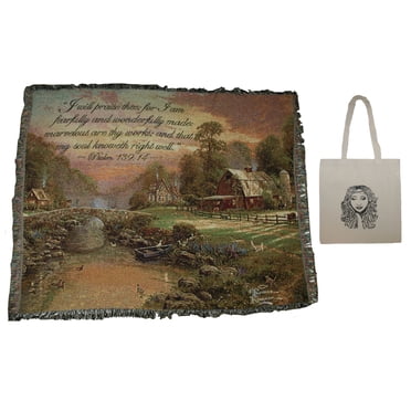 Heaven 50" x 60" Inspirational Tapestry Throw Blanket & Angel Tote ...