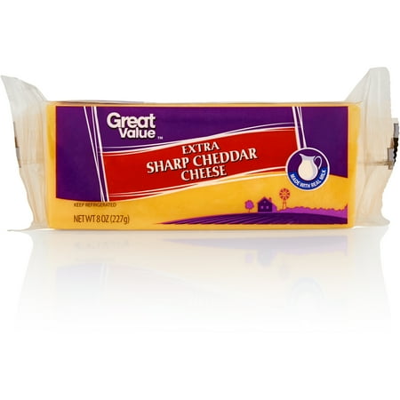 Great Value Extra Sharp Cheddar Cheese, 8 oz - Walmart.com