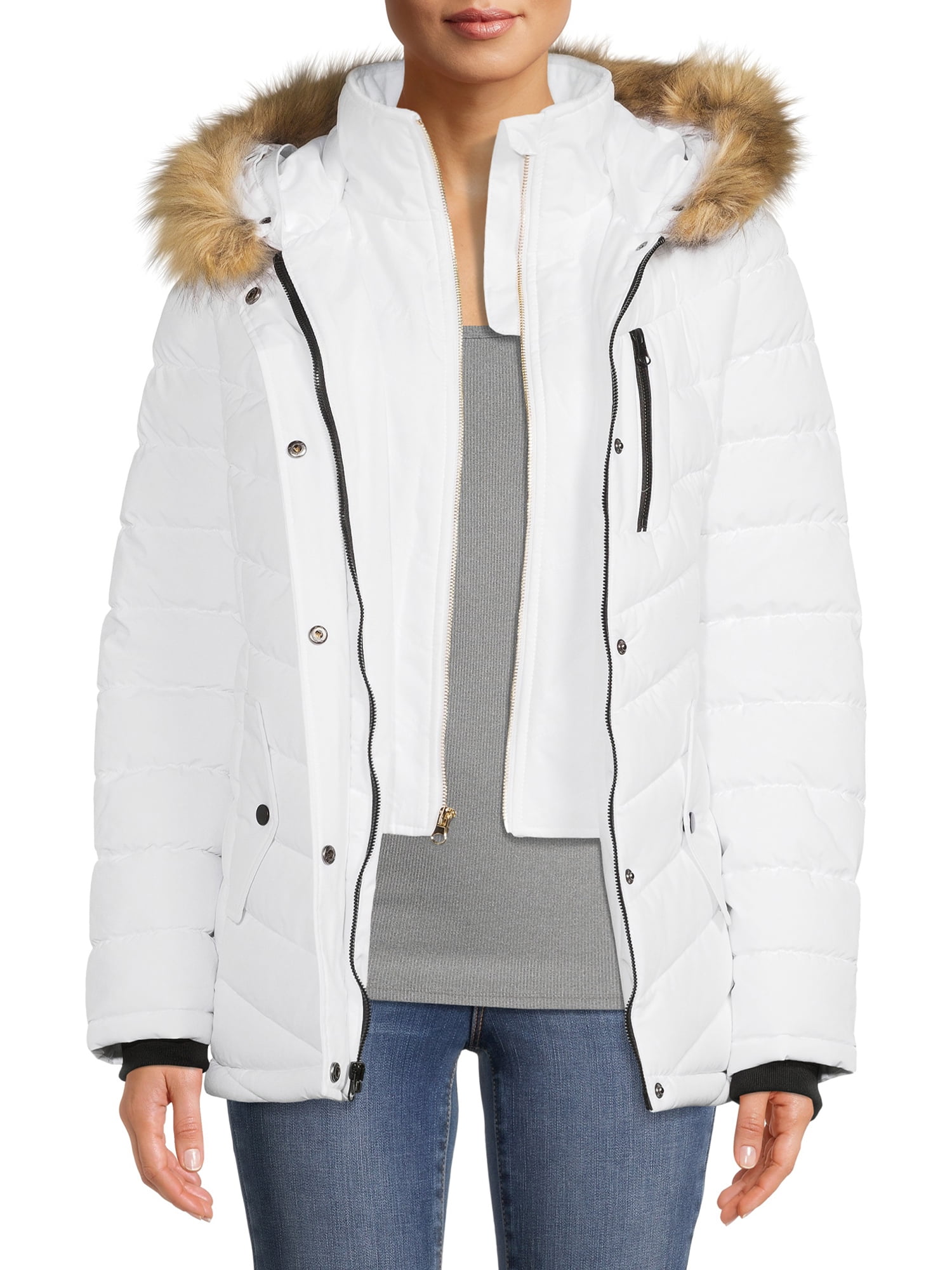 Buy Swiss Tech Women's and Plus Bibbed Solarball Puffer Coat with Faux ...