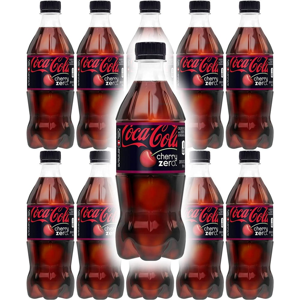 Coke Zero Cherry Flavor, 20 Oz Bottle (Pack of 10, Total of 200 Fl Oz ...