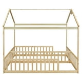 Aukfa Double Twin Bed Frame for 2 Kids Toddlers, Two House Bed with ...