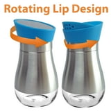Stainless Steel Salt & Pepper Shakers Glass Bottom Rotating Cover ...
