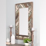 Brogan Distressed Wood Slat Wall Mirror Multi-Colored 43" x 26" by ...