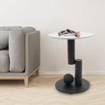 Modern Round Coffee Table with Stone Top & Abstract Metal Base, Black ...