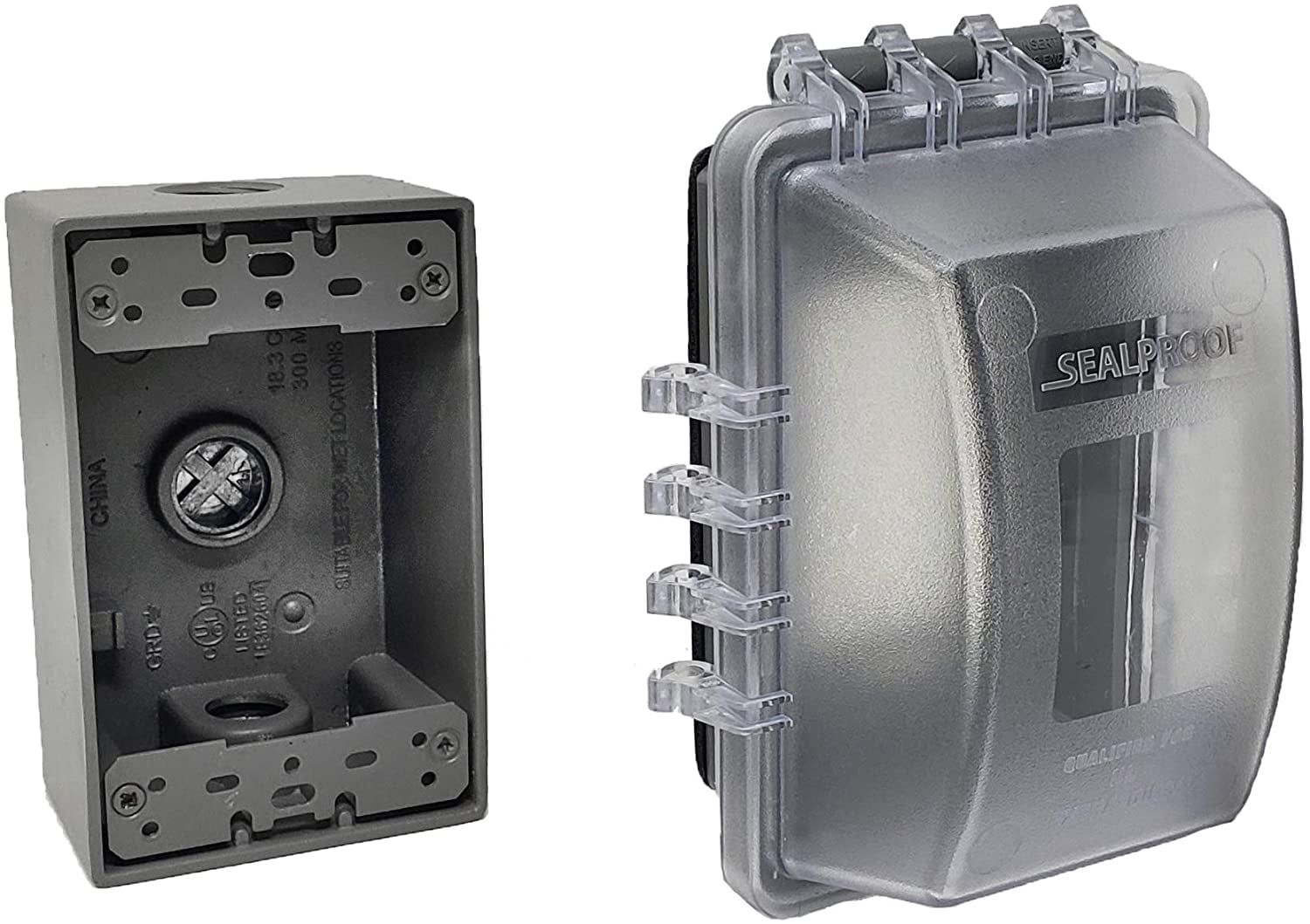 Sealproof 2-Gang Outdoor Weatherproof Metal Flat Electrical Outlet ...