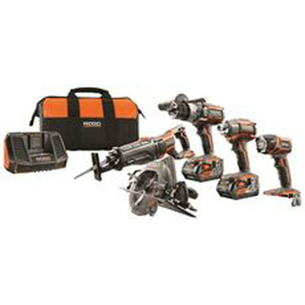 Ridgid 18-Volt Tool Combo Kit, 5-Piece - Walmart.com - Walmart.com