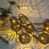 Rattan Solar Lantern, 10 LED Patio String Lights for Garden, Yard ...