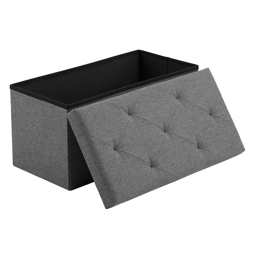 Edx 30 Storage Ottoman  Foldable Multi-Functional Footrest  Linen Fabric  350lbs Load Capacity For Bedroom  Grey 30 Inch