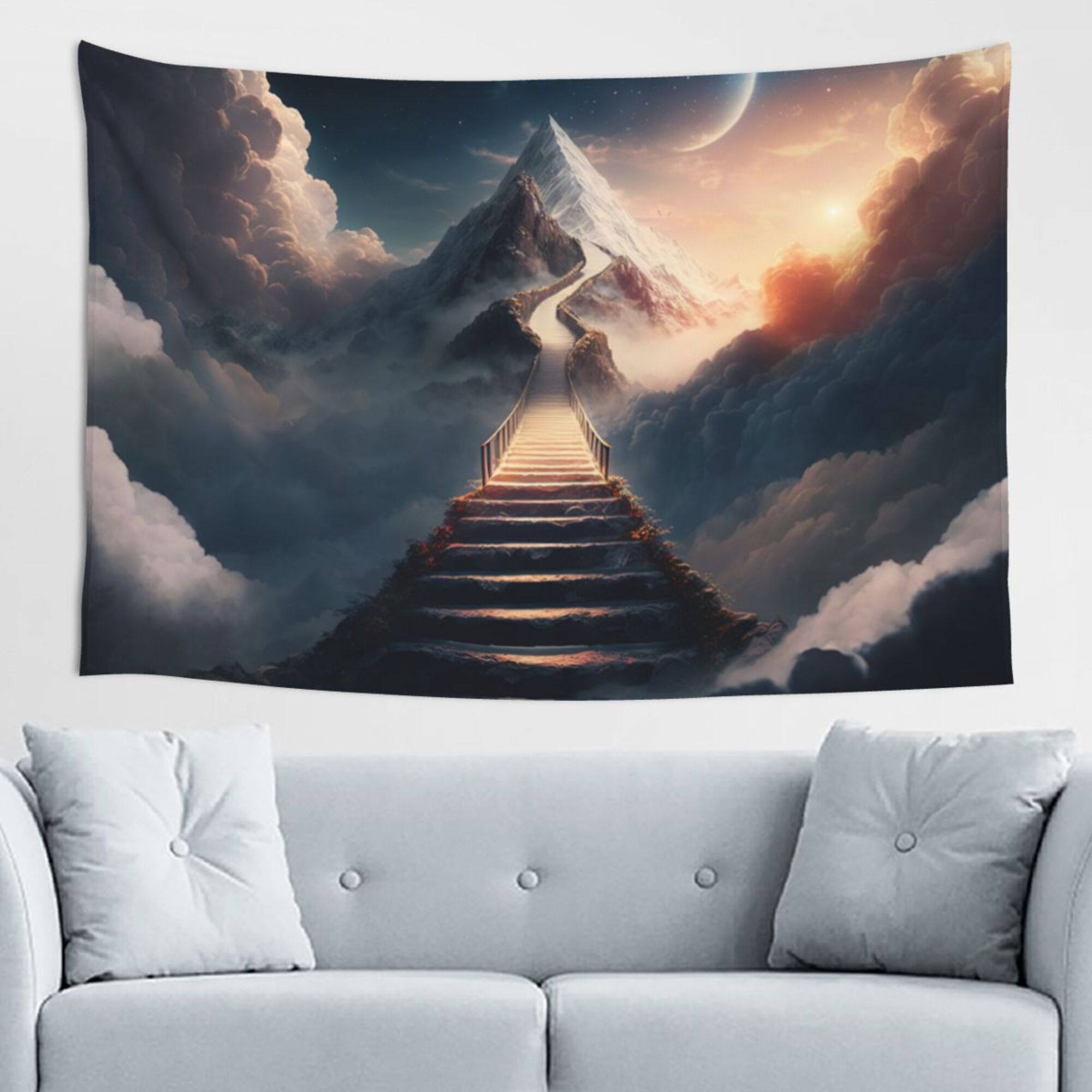 DouZhe Fantasy Mountains Stairs Tapestry Modern Wall Hanging Tapestries ...