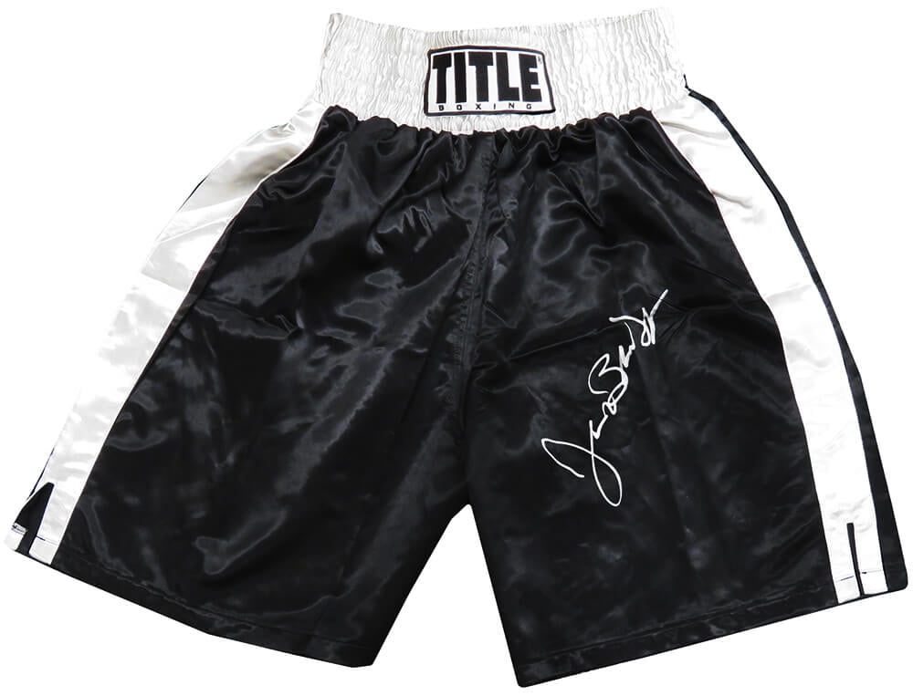 James Buster Douglas Signed Title Black & White Trim Boxing Trunks ...